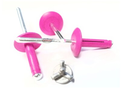 Pink 3/16" Large Head Tri-Fold Exploding Aluminum Mandrel Pop Rivets 25 ...
