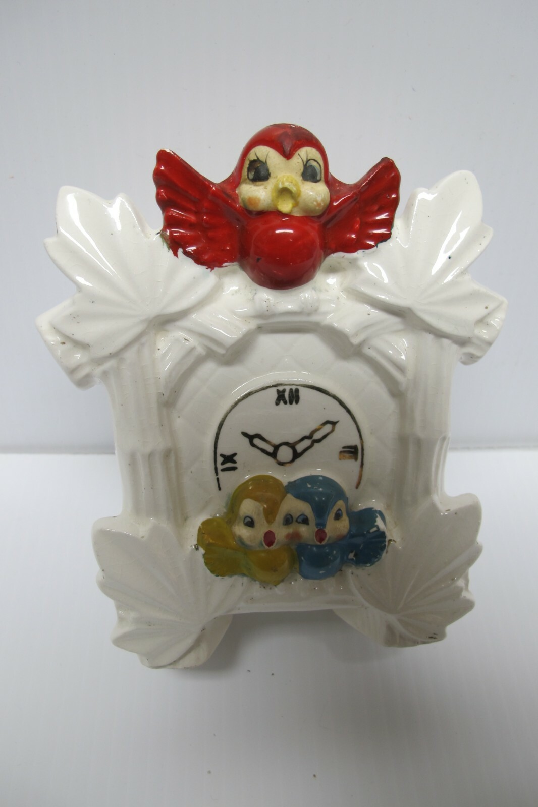 Vintage Ceramic Bird House Wall Pocket/Planter Clock~w/ 3 Baby Birds ...