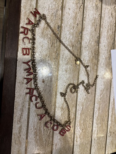 Marc Jacobs Gold Tone and Red Enamel LOGO Spell OUT Letters Long ...