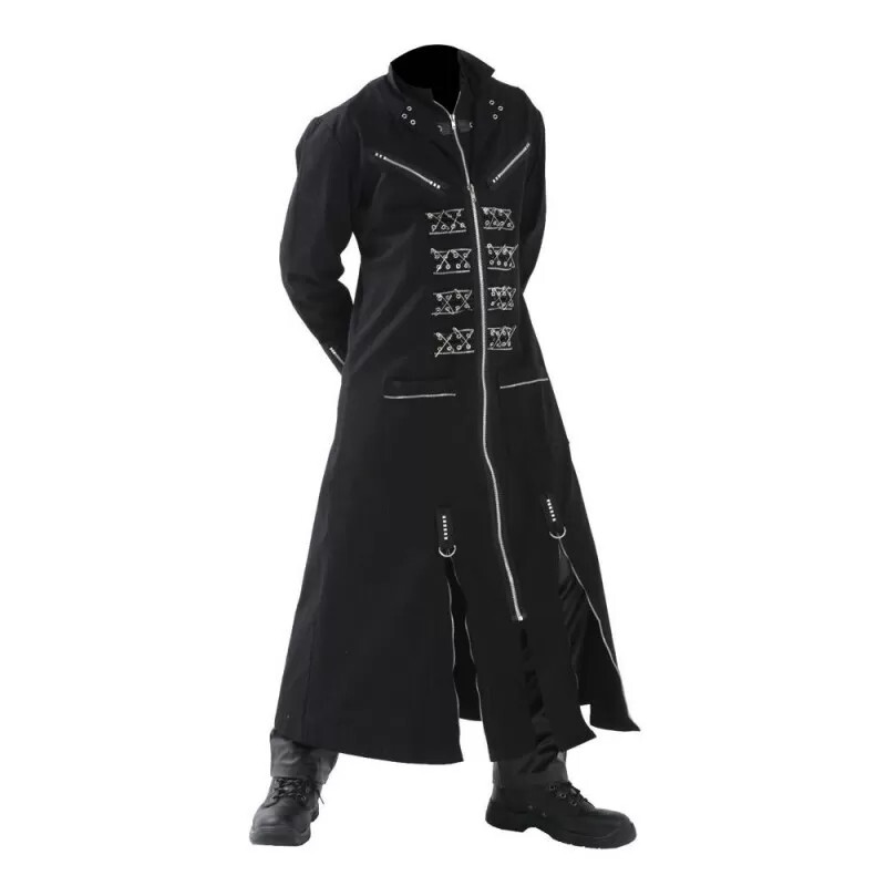 Men Handmade black HELLRAISER gothic punk pinhead VAMPIRE jacket TRENCH ...