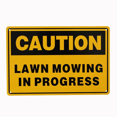 2x Notice Caution Lawn Mowing in Progress 20x30cm Metal WorkingSafe ...