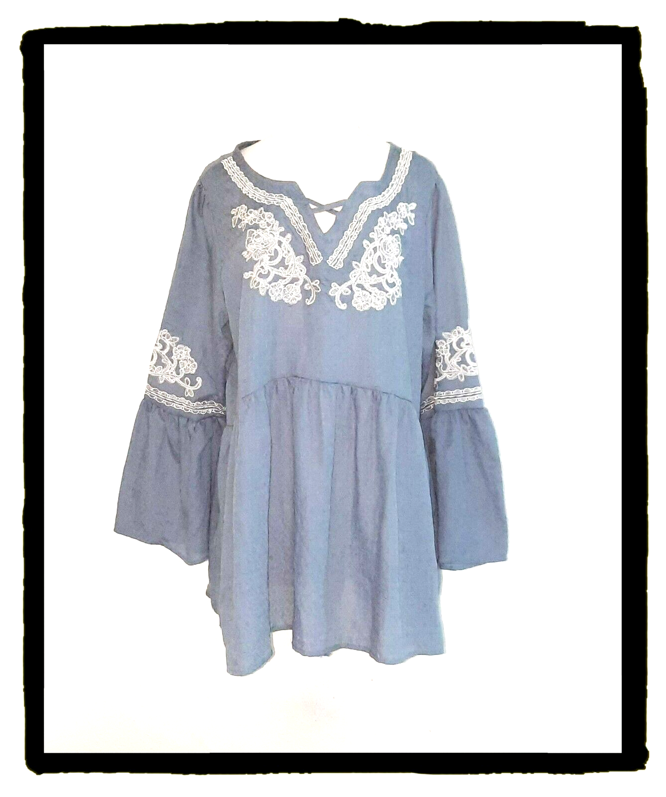 women plus: INDIGO SOUL Embroidery Bell Sleeve Top - Size 2 XL *NEW* | eBay