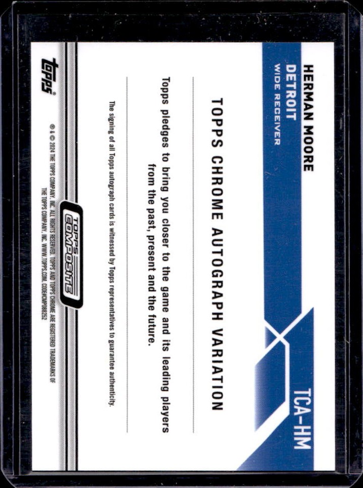 2023 Topps Composite Herman Moore Chrome Auto Purple Speckle Refractor ...