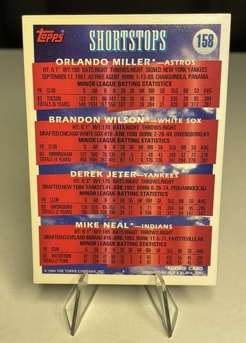 RARE ERROR - 1994 Topps 158 SS Prospects Derek Jeter RC Rookie | eBay