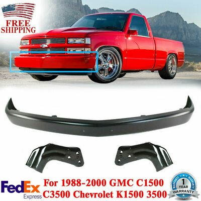 Front Bumper Steel + Brackets For 1988-2000 GMC C1500 3500 Chevrolet ...