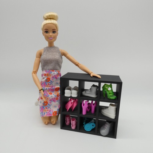 1/6 Scale Doll Furniture Shoe Cubby Storage Rack Black 9 slot 1:6 ...