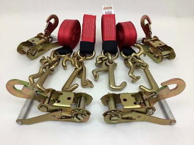 4 Pack of 10' Red DIAMOND WEAVE Frame Hook Straps with Snap Hook ...