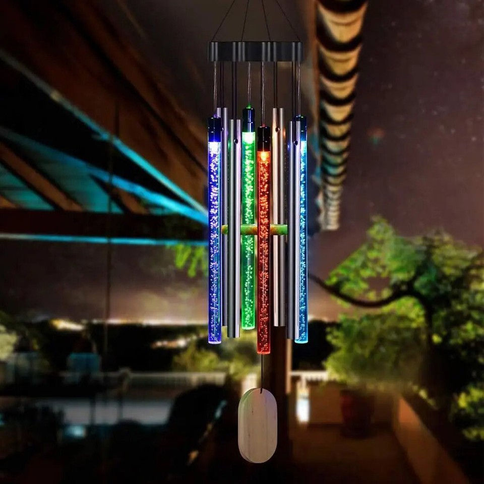 Chimes Color Changing Solar Wind LED Lights Large Deep Tone Resonant ...