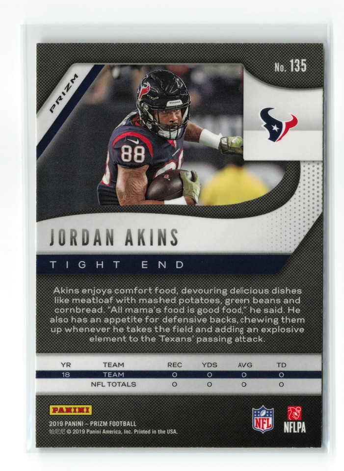 JORDAN AKINS #135 2019 PANINI PRIZM TEXANS DISCO | eBay