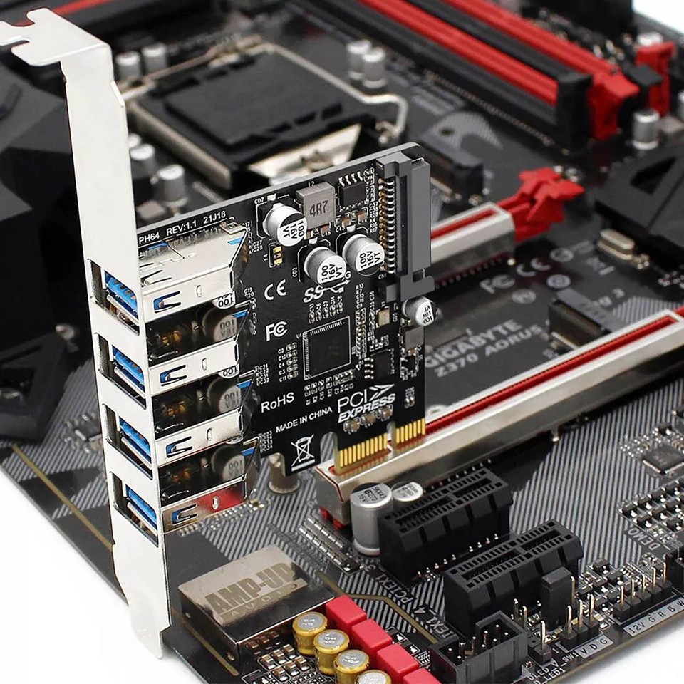 4 Ports USB 3.0 PCI-E Expansion Card PCI Express PCIe USB 3.0 HUB ...