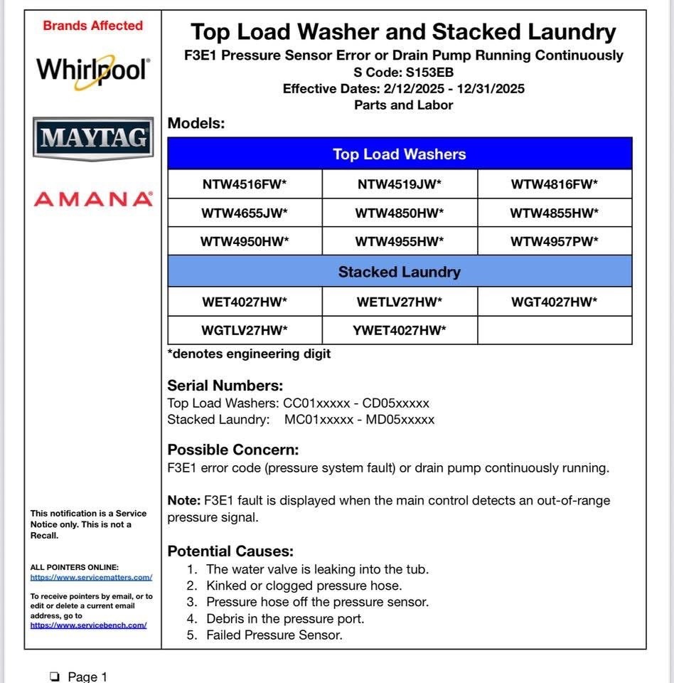 Whirlpool Amana Maytag W11603810 Washer BOARD REPAIR ONLY! PLEASE READ ...