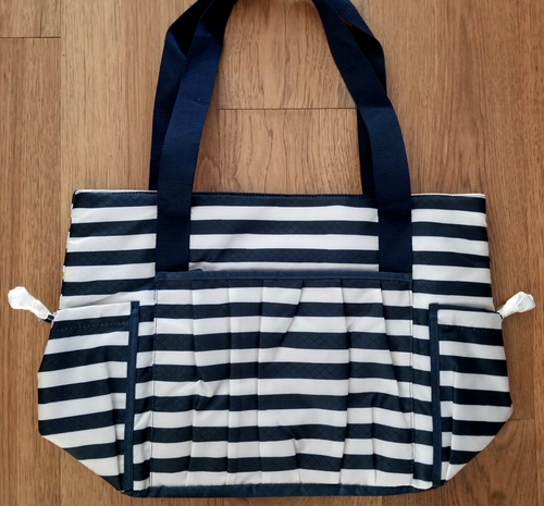 NEW! Thirty One New Day Tote Preppy Pop Navy Rugby Stripe Diaper Gym ...