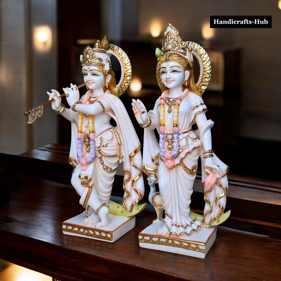 18" Radha Krishna Statue Idol Murti Sculpture Radhe Krishan Home Temple Decor | eBay