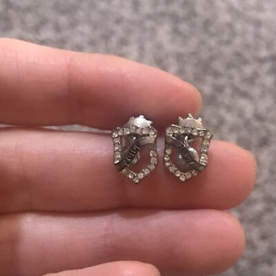 Juicy Couture Shield Crest Rhinestone Stud Earrings Crown Backs | eBay