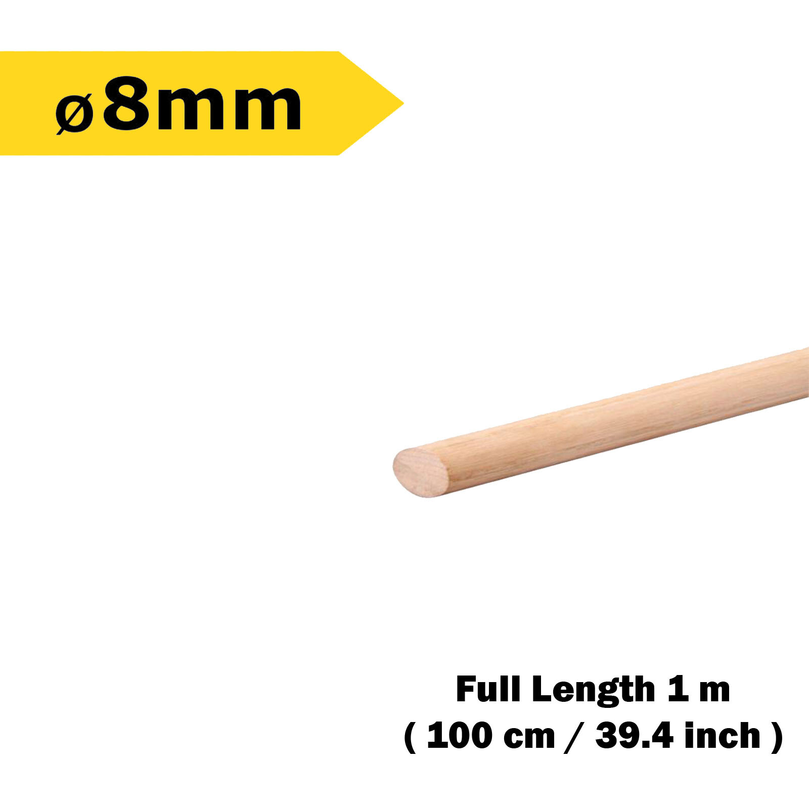 6x1m Beech Wood Dowels Smooth Rod Pegs 8mm Craft Sticks DIY Wooden ...