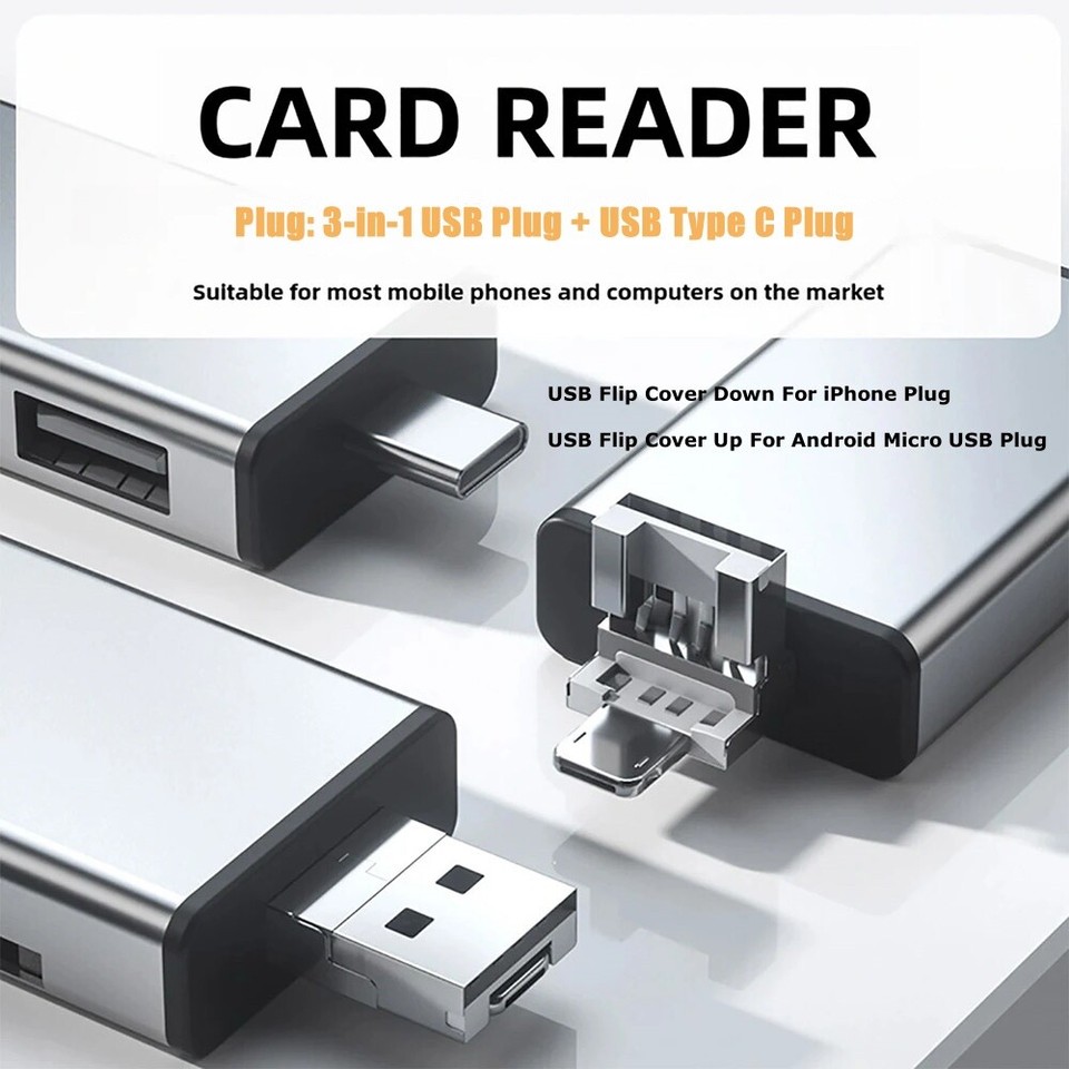 7in1 Memory Card Reader USB HUB&Storage Box For iPhone iPad Android ...