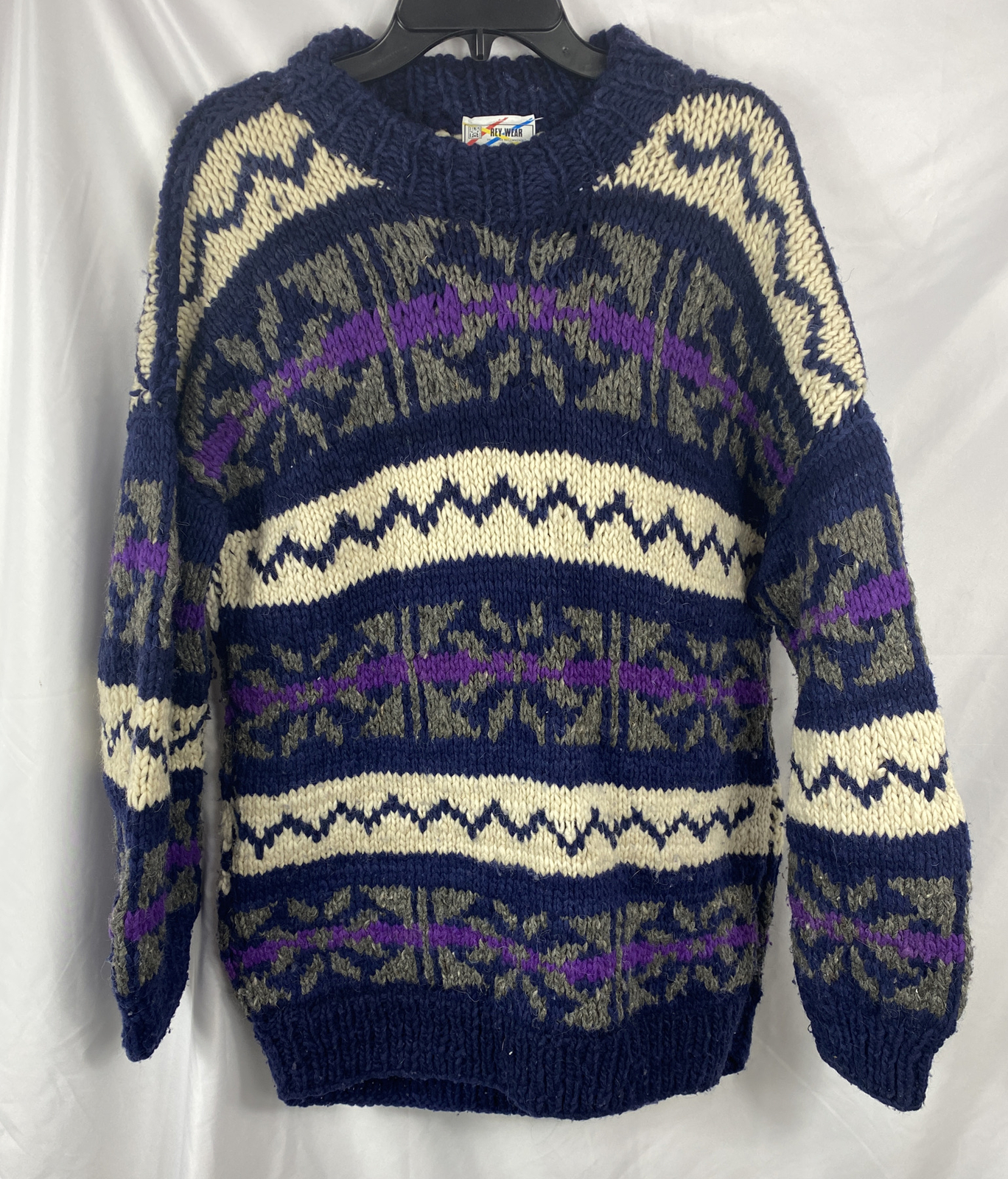 REY WEAR Handmade Knit 100% Wool Sweater Heavy Made in Ecuador Large ...