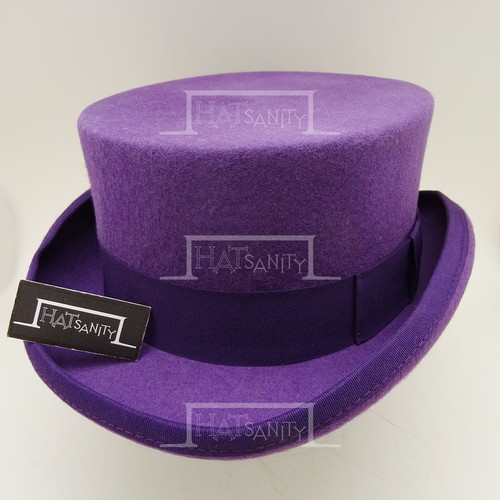 RETRO Wool Felt Men Coachman Top Hat Gentlemen Topper Tuxedo | Purple ...
