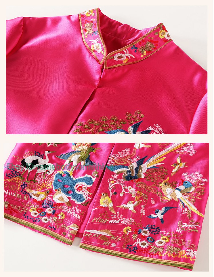 Womens Embroidered Tang Short Jackets Silk Retro Single Short Coat ...