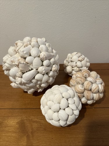 PIER 1 IMPORTS Sea Shell Decorative Balls Orbs Set of 4 Beach House ...