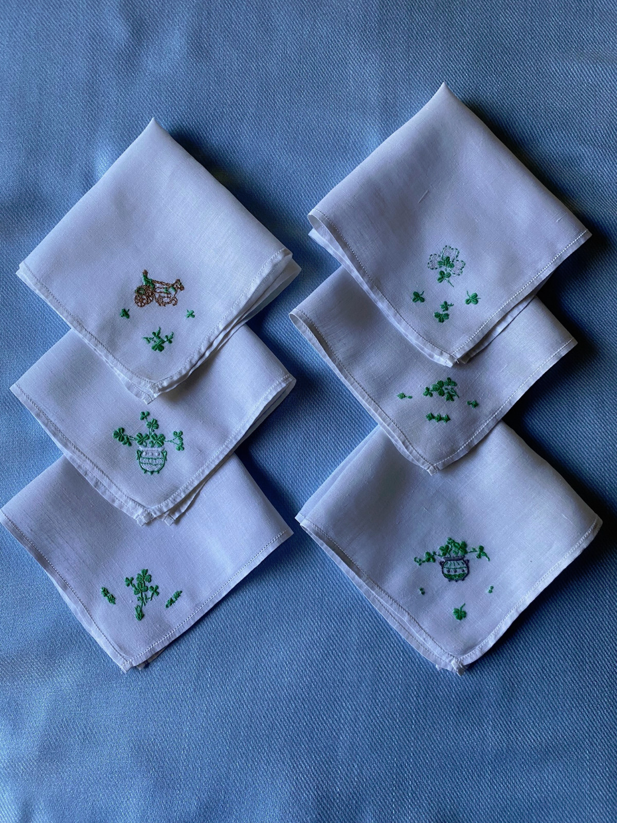 Six Hand Embroidered Irish Linen Handkerchiefs | eBay