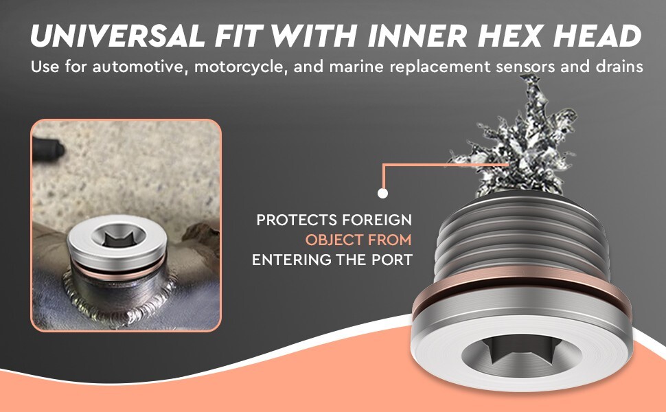 Oxygen Sensor Plug Steel M18 x 1.5 Metric Threading with Copper Washer ...