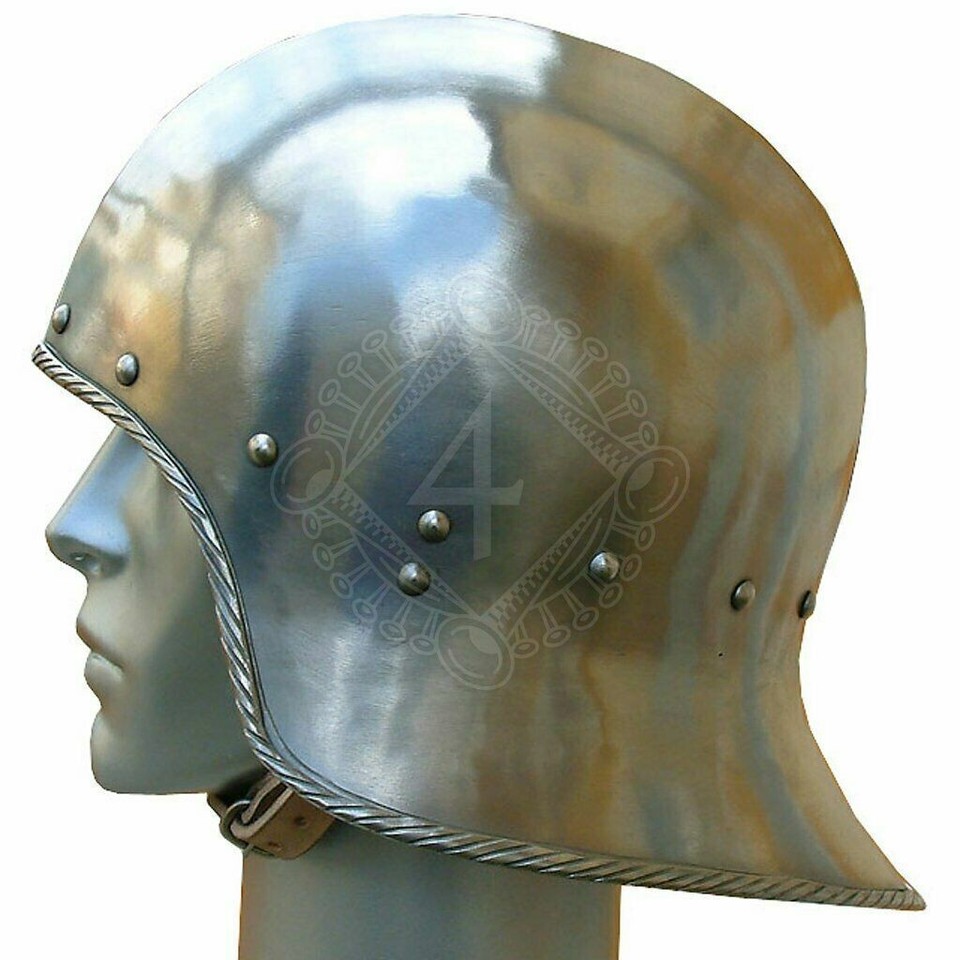 Medieval Knight Open German sallet Armor Helmet Silver Polish | eBay