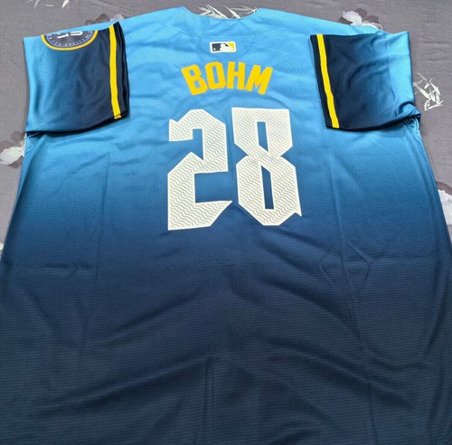 Alec Bohm #28 Phillies City Connect Blue Cool Base Stitched Jersey. | eBay