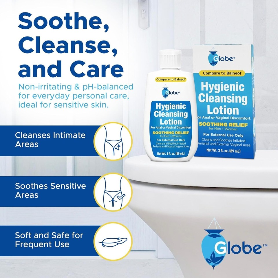 Globe Hygienic Cleansing Lotion for Men and Women, Discomfort, Pain ...