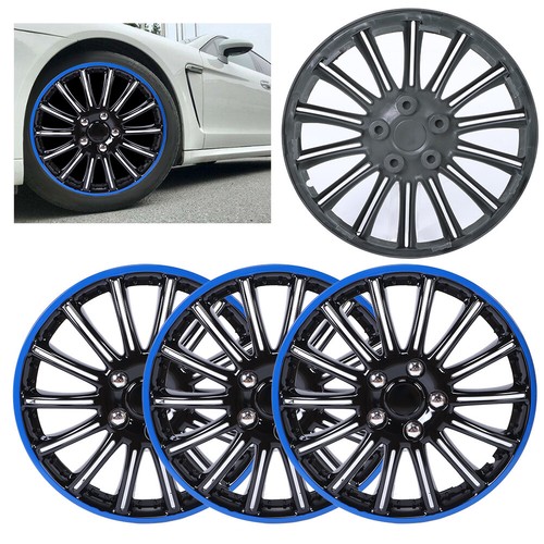 4pcs 15in Wheel Hubcap Snap On Hub Caps Cover BlackBlue For R15 Tire ...