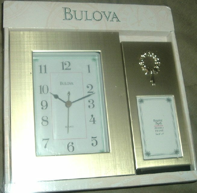 BULOVA Gifts desk CLOCK 6.5x5" & photo FRAME 6x2.5" fits 2x3" photo ...