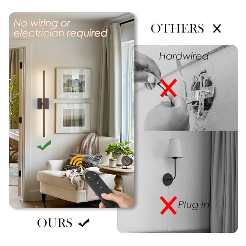 KARTOOSH Battery Operated Wall Sconces with Remote Control, Dimmable ...