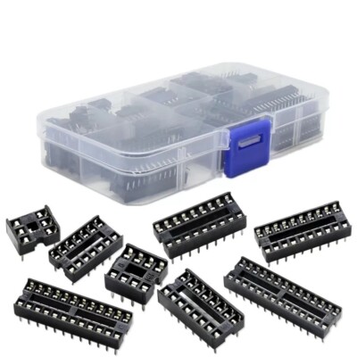 66pcs DIP IC Socket Kit Adapters 6/8/14/16/18/20/24/28 Pin Assortment ...