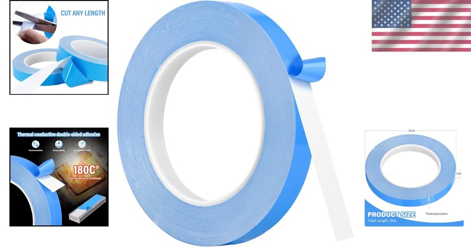 25m Thermal Adhesive Tape 10mm - Ideal for CPU, SSD, and IC Chip ...