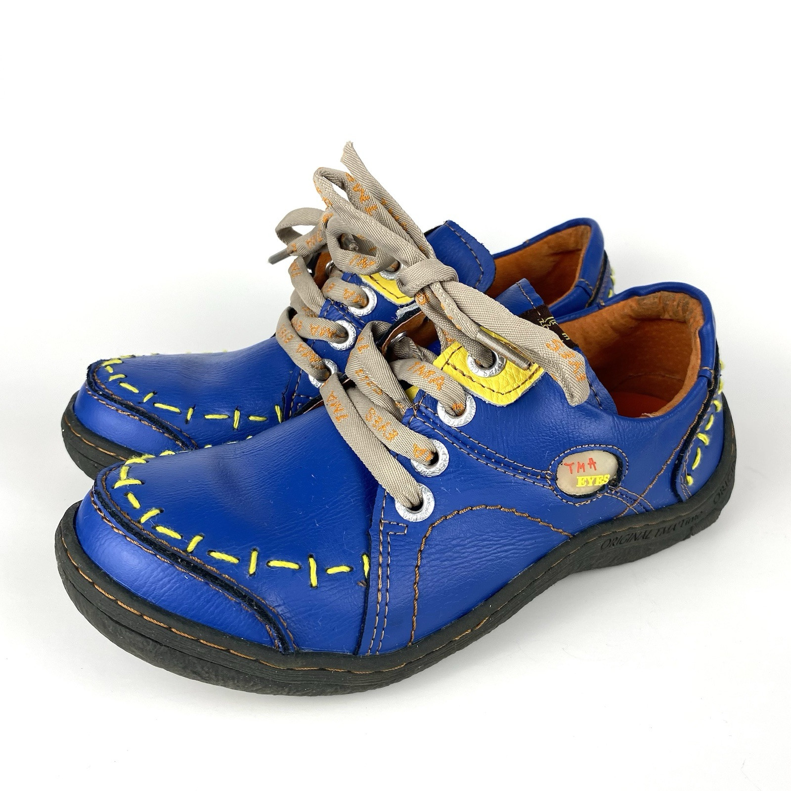 TMA EYES Original Facutan Cori Blue Leather Lace-up … - Gem