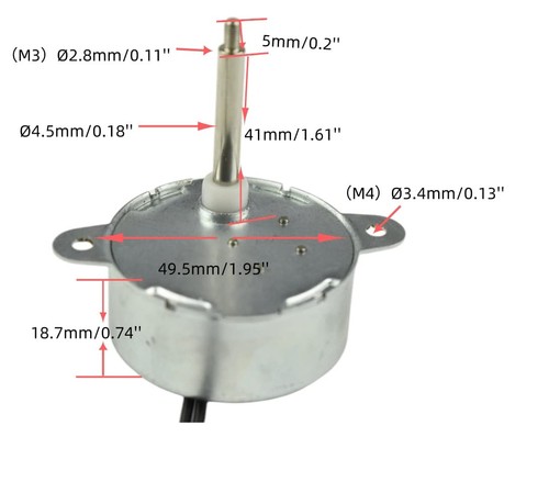 Synchronous Motor TYC-40 AC 12V 5RPM Shaft Length 4.6cm for Fiber Optic ...