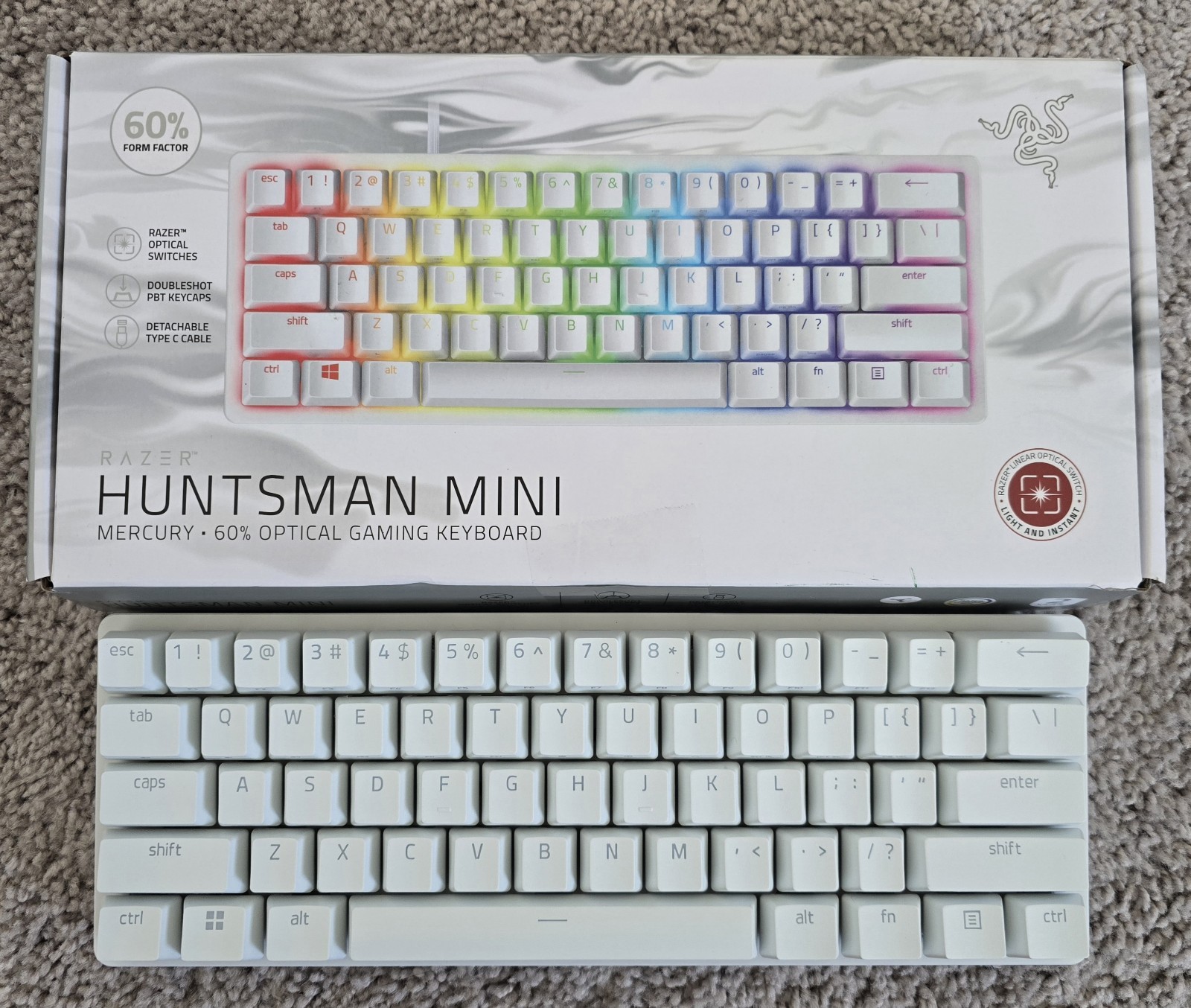 Razer Huntsman Mini Red Linear Switch Compact 60% Keyboard Mercury ...