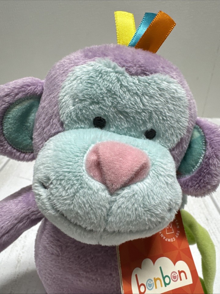 2014 Manhattan Toy Co Purple BON BON Monkey Pull Musical Baby Toy with ...