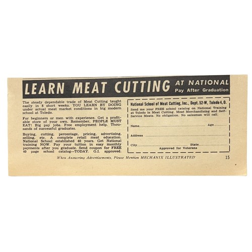 National School of Meat Cutting Vintage Print Ad 60s Toledo Ohio ...