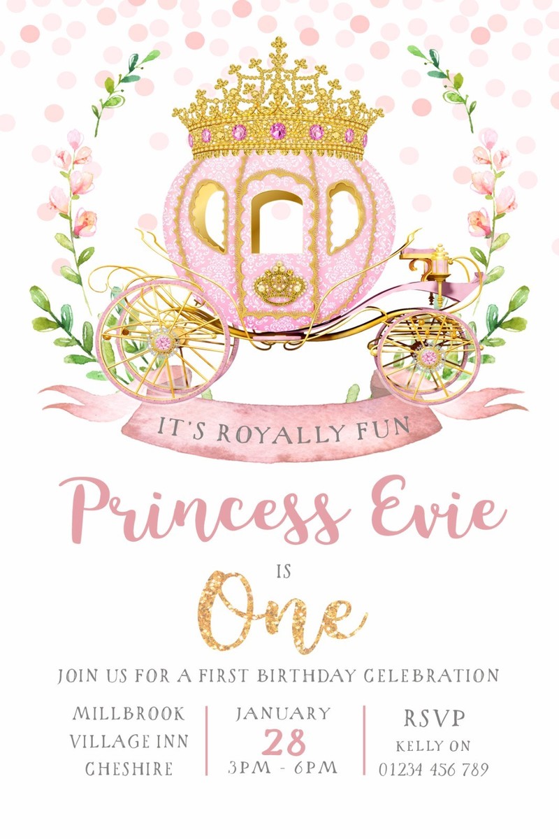 Princess First Birthday Invitation Wording 1st Birthday Invitation