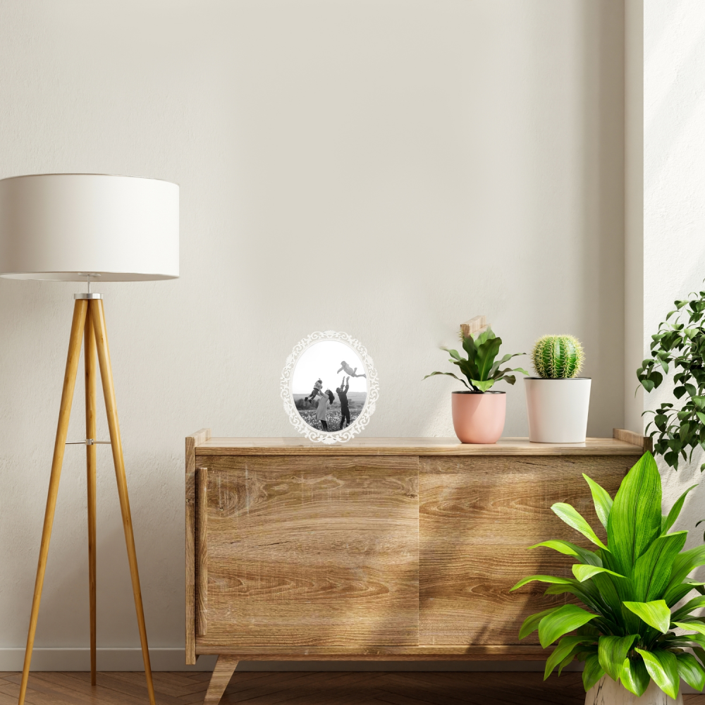 Ornate Vintage Oval 8x10 Picture Frame in White Wash with Rustic Fleck ...