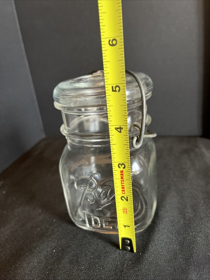 Vintage Square Sides Ball Ideal Clear Pint Canning Jar with Glass Lid ...