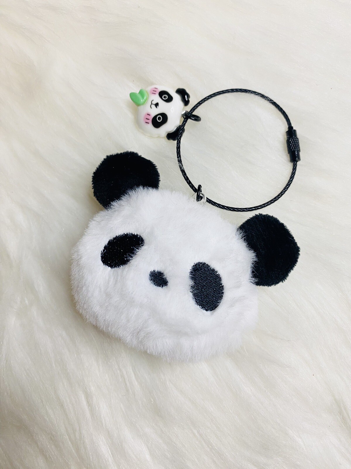 Panda bag charm Pom Pom Keychain Fluffy kawaii New Birthday Christmas ...