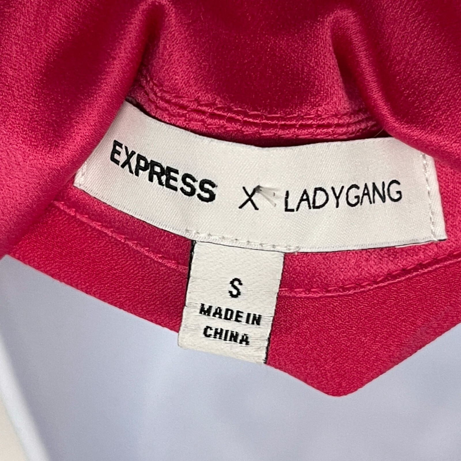 Express LADYGANG Collaboration Satin Silky Hot Pink Button Blazer ...