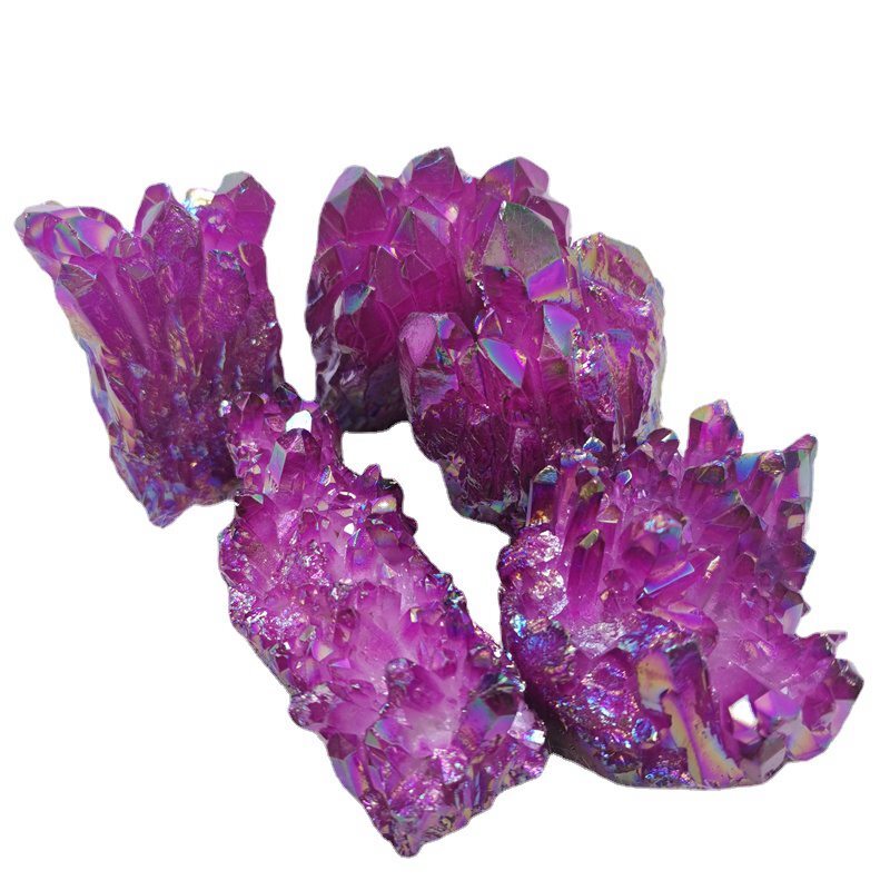Natural Aura Purple Titanium Rough Stone Quartz Healing Crystal Cluster ...