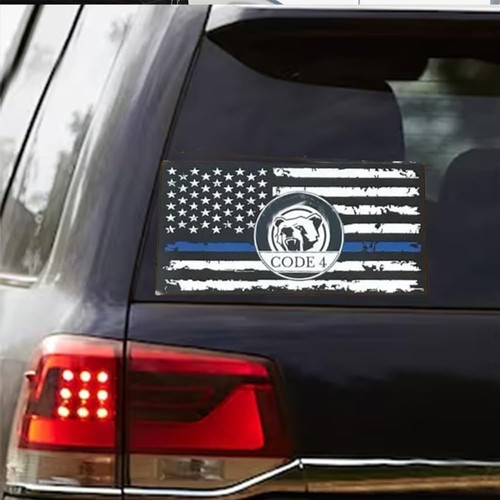 Thin Blue Line Sticker - Code 4, Thin Line Flag Car Decal, Police ...