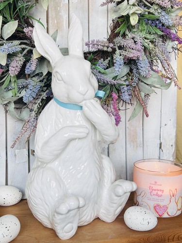 Corner Ruby Large White Ceramic Bunny Rabbit 15” Tabletop Figurine ...