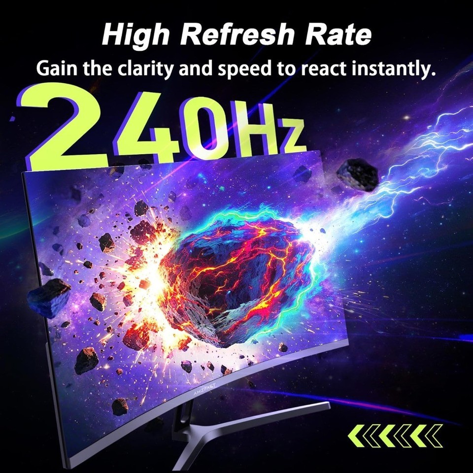 32 Inch 240Hz Curved Gaming Monitor-Amzfast FHD 1920x1080, PC Monitor ...