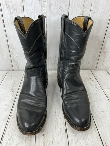 Justin Boots Navy Blue #3025 Roper Western Cowboy Mens Size 8D Leather ...