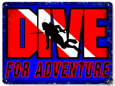 SCUBA DIVING DIVER METAL SIGN vintage style sport water HAWAII wall ...